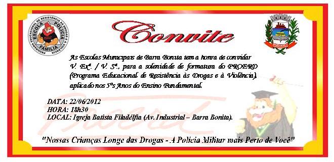 EMEF Prof. Alberto Arradi: Proerd - Convite da Formatura